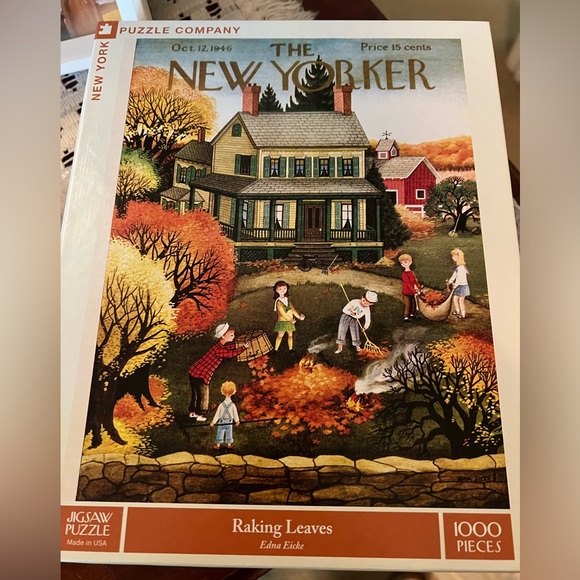 New York Puzzle Co | Games | 00 Piece Puzzle Raking Leaves Like New ...